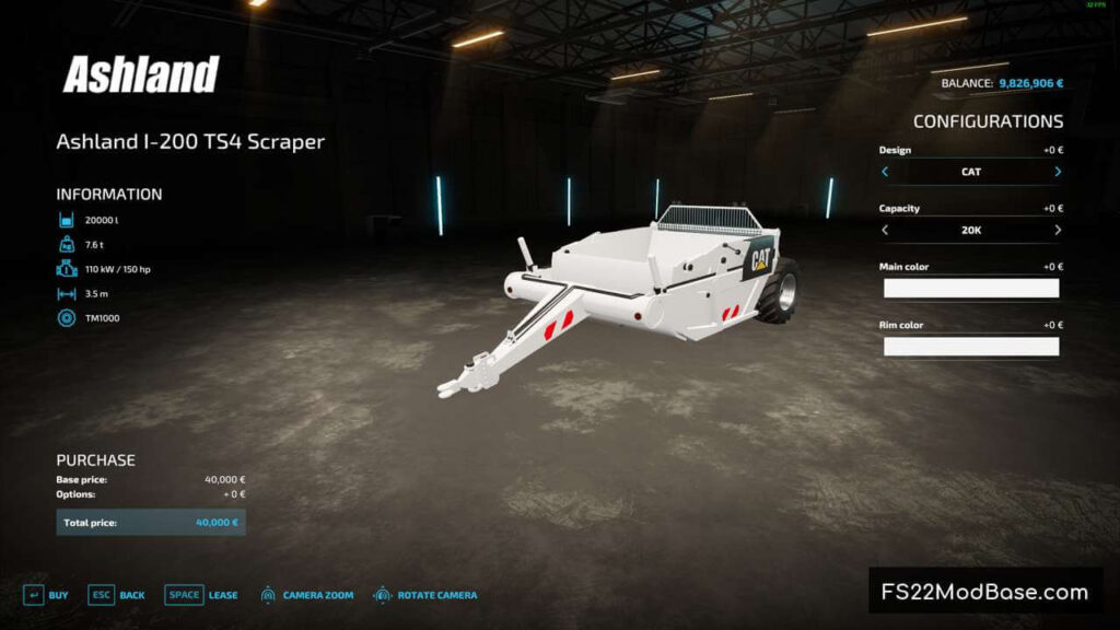 Ashland I-200 TS4 Scraper - Farming Simulator 22 Mod | LS22 Mod | FS22 Mod