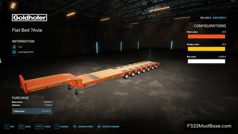 7 Axle Flat Bed - Farming Simulator 22 Mod | LS22 Mod | FS22 Mod