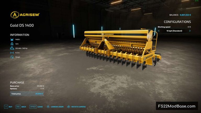 Agrisem Gold DS 1400 - Farming Simulator 22 Mod | LS22 Mod | FS22 Mod