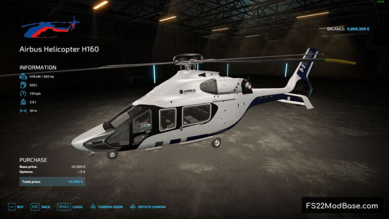 Airbus Helicopter H160 - Farming Simulator 22 Mod | LS22 Mod | FS22 Mod