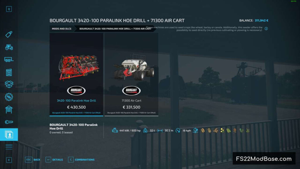 Bourgault 3420-100 Paralink Hoe Drill 71300 Air Cart - Farming ...