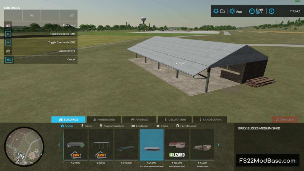 Brick Blocks Medium Shed - Farming Simulator 22 Mod | LS22 Mod | FS22 Mod