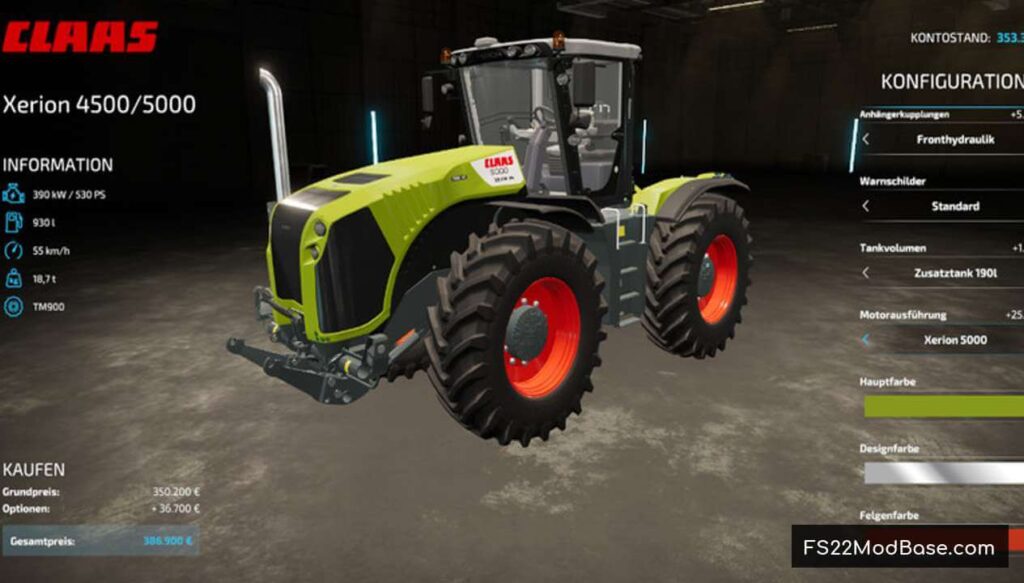 Claas Xerion 4500-5000 Series - Farming Simulator 22 Mod | LS22 Mod ...