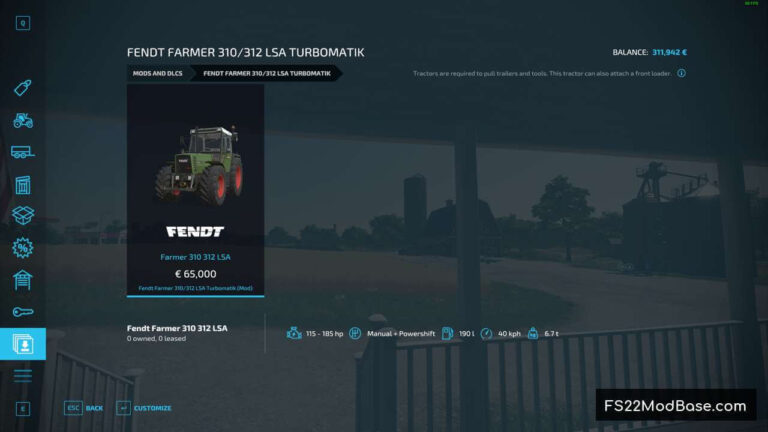 Fendt Farmer 310-312 LSA Turbomatik - Farming Simulator 22 Mod | LS22 ...