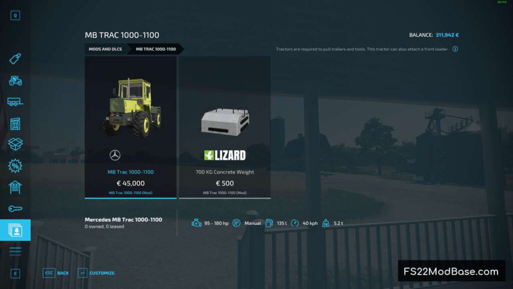 MB Trac 1000-1100 - Farming Simulator 22 Mod | LS22 Mod | FS22 Mod