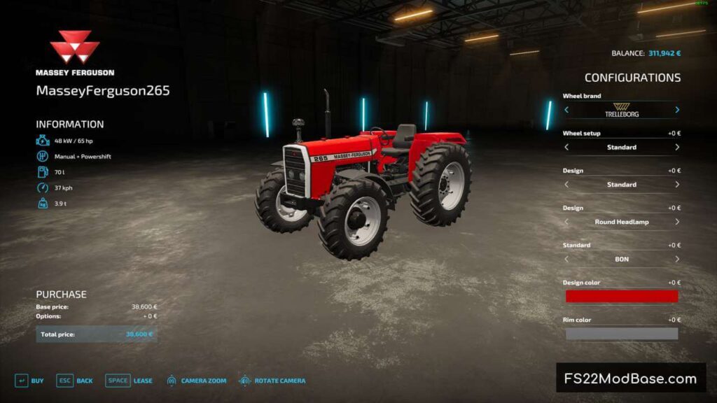 Massey Ferguson 265 - Farming Simulator 22 Mod | LS22 Mod | FS22 Mod