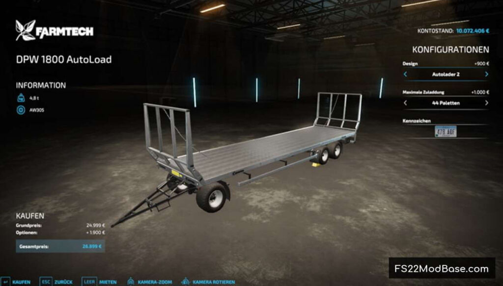 Farmtech DPW 1800 Autoload - Farming Simulator 22 Mod | LS22 Mod | FS22 Mod
