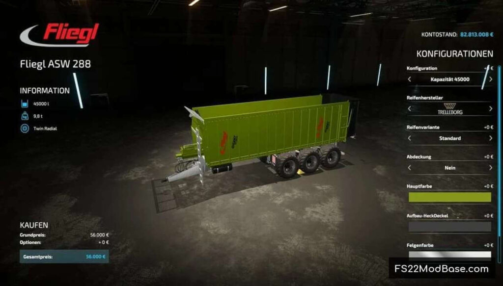 Fliegl ASW 288 - Farming Simulator 22 Mod | LS22 Mod | FS22 Mod
