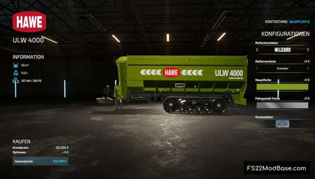 Hawe ULW 4000 - Farming Simulator 22 Mod | LS22 Mod | FS22 Mod